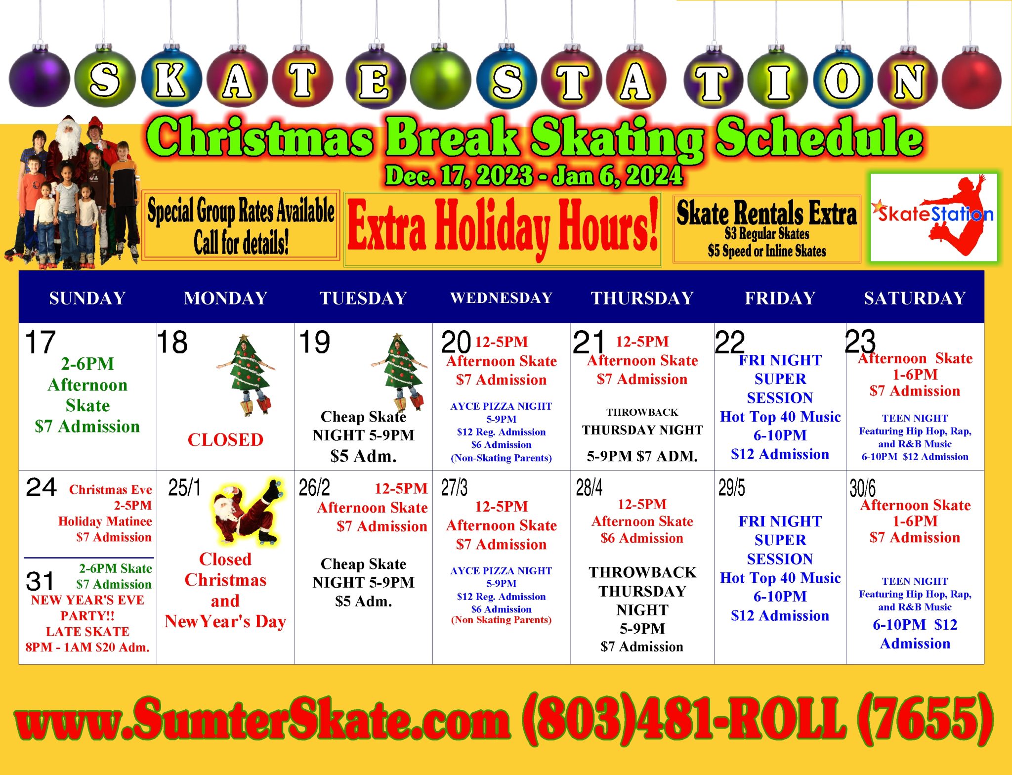 Roller Skating Rink Sumter, South Carolina – Skating Schedule